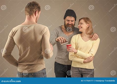 Sex Drugs And Rock And Roll Alcohol Youth Alcohol Addicted Guys Hold Cup Flask With Alcohol