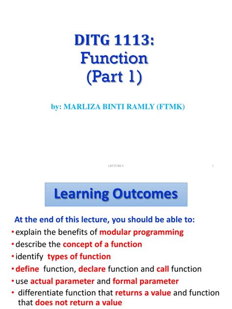 Ditg 1113 Function Part 1 Pdf Subroutine Scope Computer Science