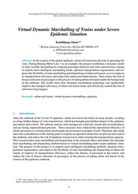Pdf Virtual Dynamic Marshalling Of Trains Under Severe Epidemic Situation