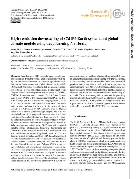Pdf High Resolution Downscaling Of Cmip6 Earth System And Global Climate Models Using Deep