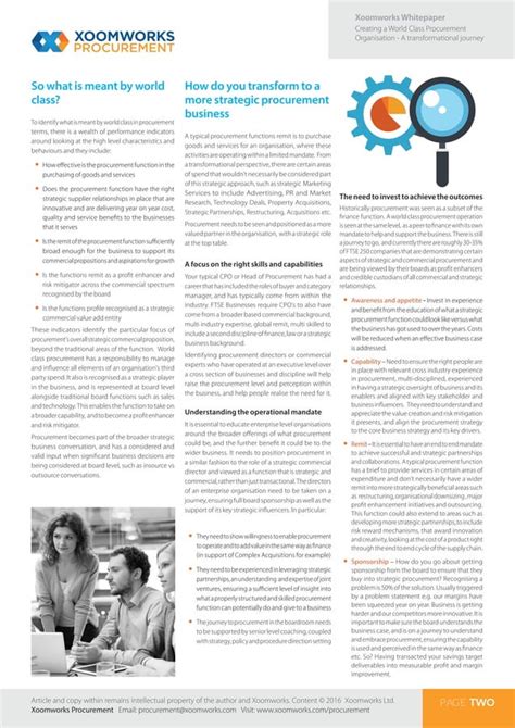 Creating A World Class Procurement Organisation Whitepaper Pdf