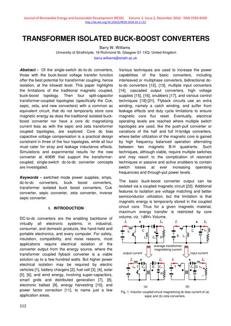 Pdf Transformer Isolated Buck Boost Converters