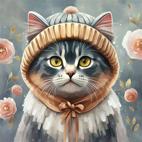 Premium Photo Cute Cat With Beautiful Roses Flowers Style Photo