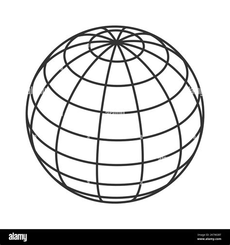 Simple Classic Globe Ball Sphere Wireframe Vector Isolated On White Background Stock Vector