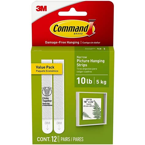 Command Narrow Picture Hanging Strips Value Pack White 12 Strips Pack 17207 12es Image 1