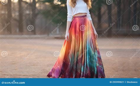 Beautiful Marbleized Rainbow Maxi Skirt Vibrant Colors Flowy Design