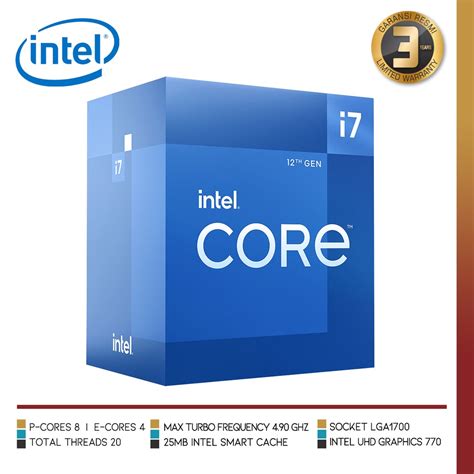 Jual Intel Core I7 12700 Desktop Processor 12 8p 4e Cores Lga 1700 Shopee Indonesia