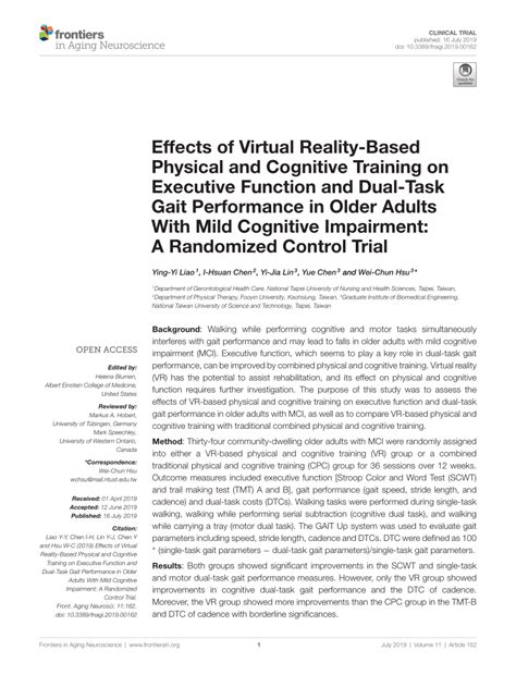 Pdf Effects Of Virtual Reality Based Physical And Cognitive Training On Executive Function And