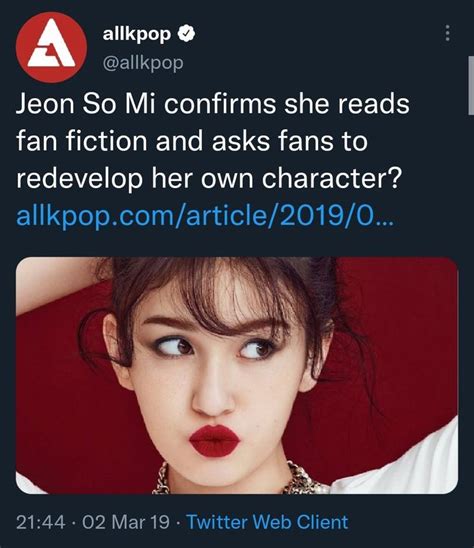 An Image Of A Woman With Red Lipstick On Her Face And The Caption Reads Jeon So Mi Comms She