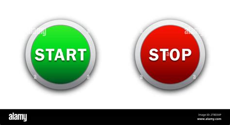 Start And Stop Color Button Round Buttons With Shadows Flat Vector