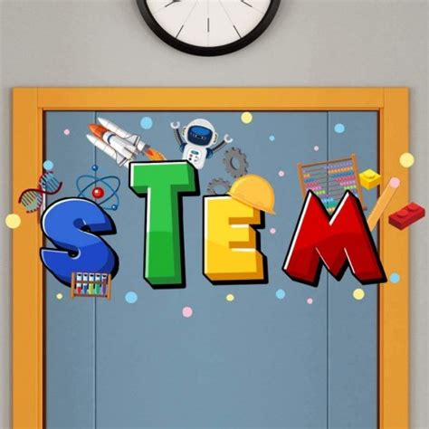 СТЕМ образование стикер за декорация на стена в кабинет по математика информатика технологии