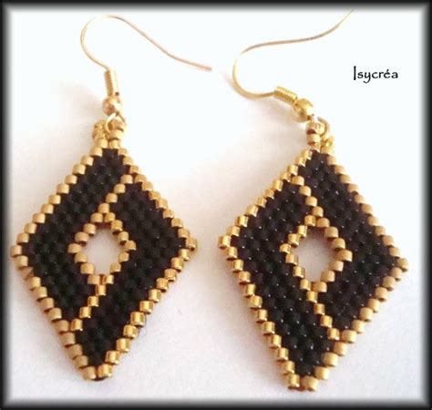 Black And Gold Beaded Earrings