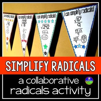 Simplifying Radicals Math Pennant Activity By Scaffolded Math And Science