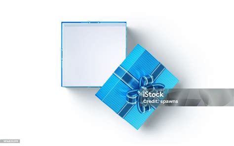 선물 상자 열기 속이 빈 흰색 파란색 리본 및 파란색 패턴 개체 그림자 클리핑 경로 리본에 대한 스톡 사진 및 기타 이미지 리본 파란색 0명 Istock