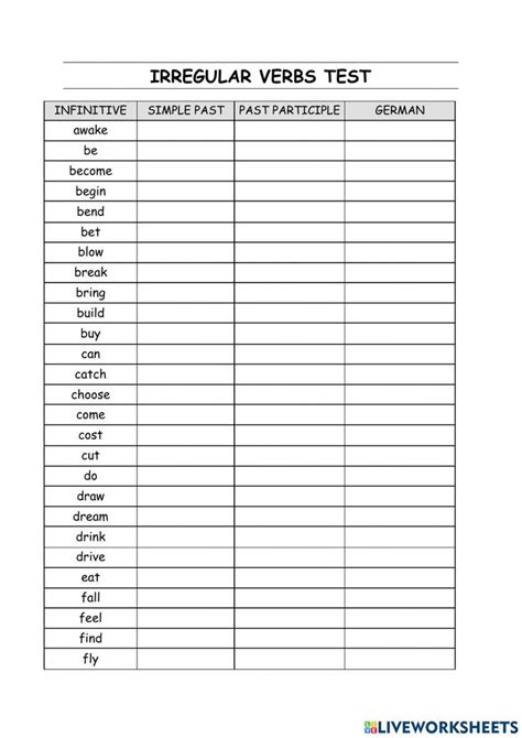 20 Printable Regular And Irregular Verbs Worksheets Free Pdf Word My