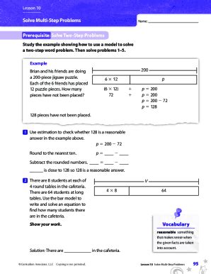 Fillable Online Model And Solve Multiple Step Problems Full Lesson Fax Email Print PdfFiller