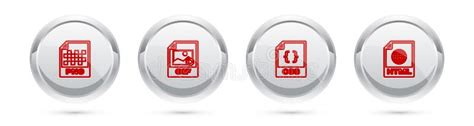 Set Line Png File Document  Css And Html Silver Circle Button