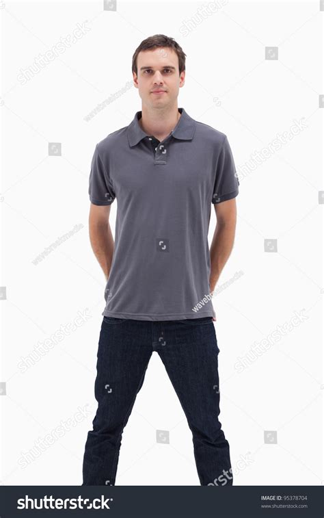 Closeup Standing Man His Hands Behind Stock Photo Shutterstock