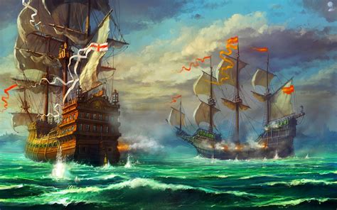 Pirate Ship Battle Wallpaper