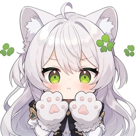 White Hair Anime Girl Green Eyes