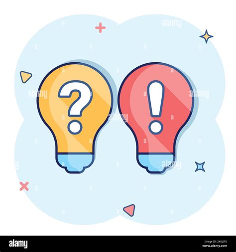 Problem Solution Icon In Comic Style Light Bulb Idea Vector Cartoon Illustration On Isolated
