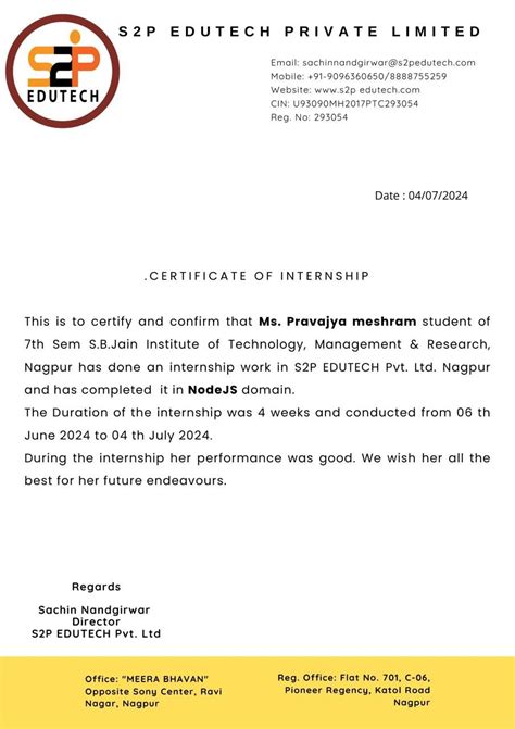 Pravajya Meshram On Linkedin Nodejs Internshipcompletion Grateful