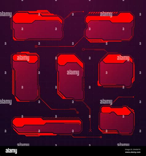Red Futuristic Hud Or Ui Elements Sci Fi User Interface Text Boxes