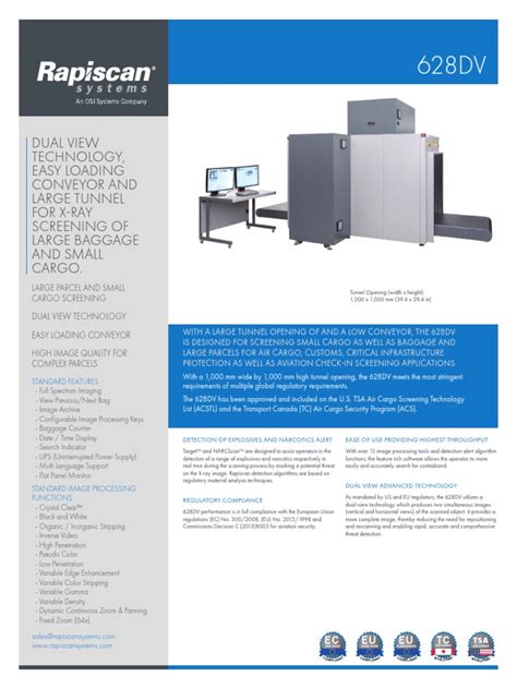 Rapiscan 628dv Datasheet Pdf Transportation Security Administration Cargo