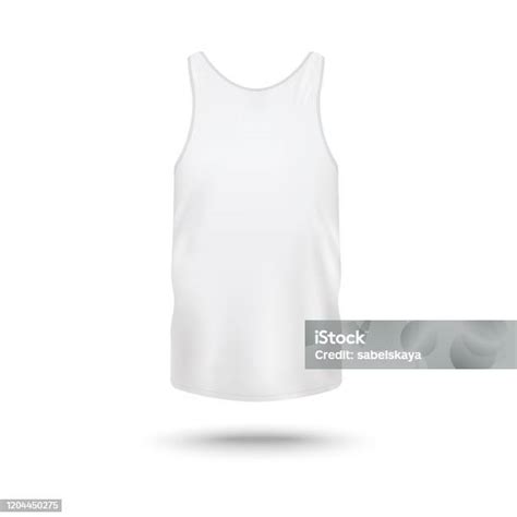 남자의 흰색 탱크 탑 전면보기에서 사실적인 모형 템플릿 0명에 대한 스톡 벡터 아트 및 기타 이미지 0명 공란 꼭대기
