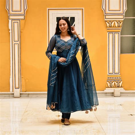 Buy Urbanstree Darpan Blue Designer Traditional Suit Set For Women Online