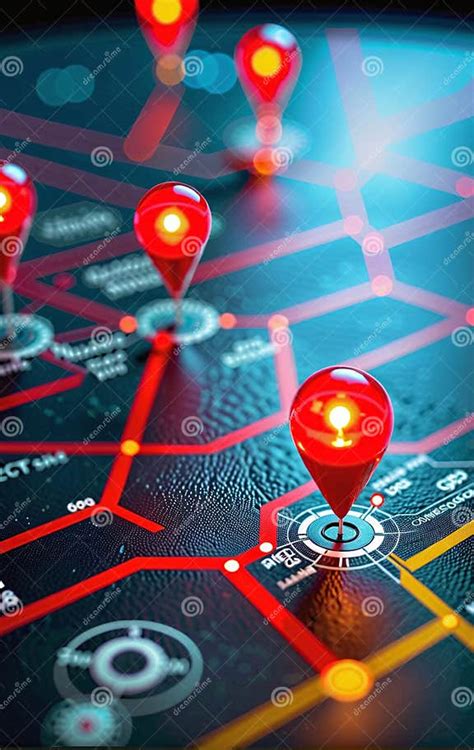 Connected Waymarks Or Highlighted Points Show The Way To The Desired