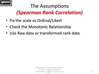 Correlational Analysis Basics Assumptions For Pearson Spearman Tests PDF Physics Science