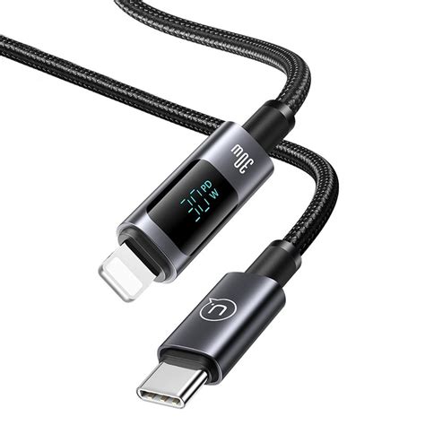 Usams Us Sj Type C To Pin W Fast Charge Digital Display Data Cable Length M Black