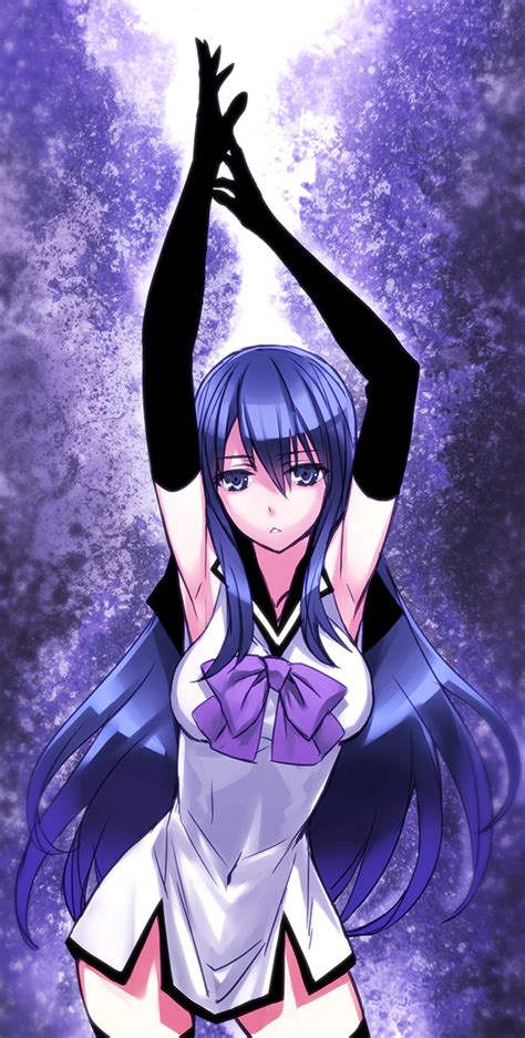 Safebooru 1girl Armpits Arms Up Black Gloves Black Legwear Blue Eyes