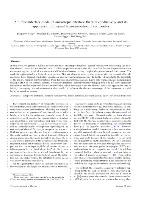 Pdf A Diffuse Interface Model Of Anisotropic Interface Thermal Conductivity And Its