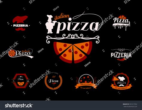 Pizza Logos Collection Vector Illustration Stock Vector Royalty Free