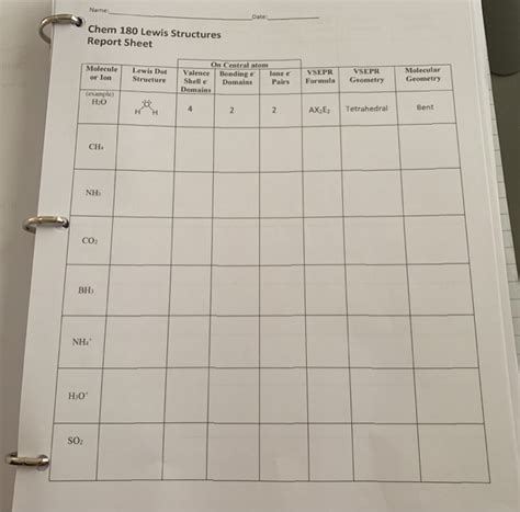 Solved Name Date Chem Lewis Structures Report Sheet On Chegg