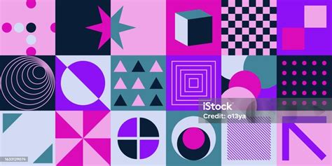 바우하우스기하학적 잔혹주의 형태 현대 대담한 블록 동적 추상적 인 모양간단한 디자인 벡터 일러스트레이션 Brutalism에 대한