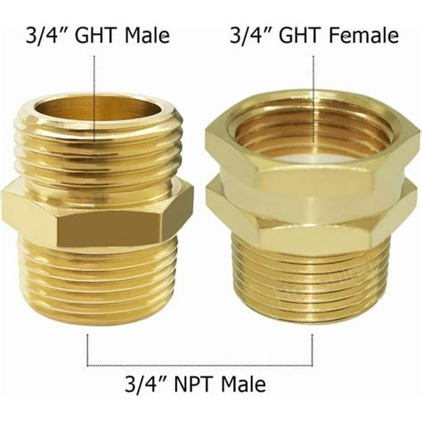 Qihe 34 Ght To 34 Npt Garden Hose Connector Adapter Brass Garden