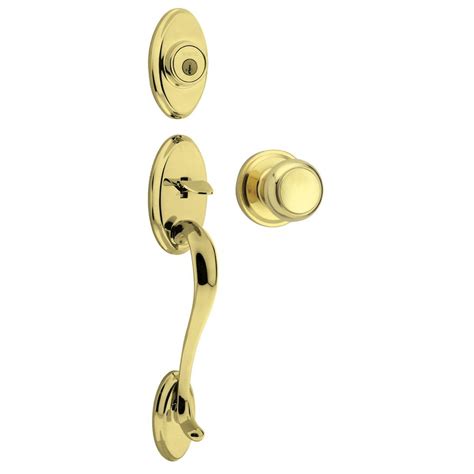 Weiser Shelbourne X Troy Knob Brass Exterior Door Handle Set Entry Door Lock With Key The Home