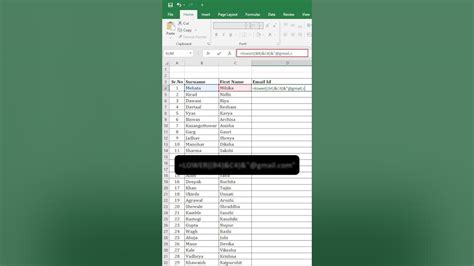 Create Email Address In Excel I Formula Youtube