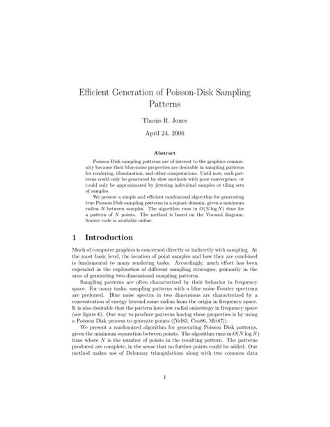 Pdf Efficient Generation Of Poisson Disk Sampling Patterns