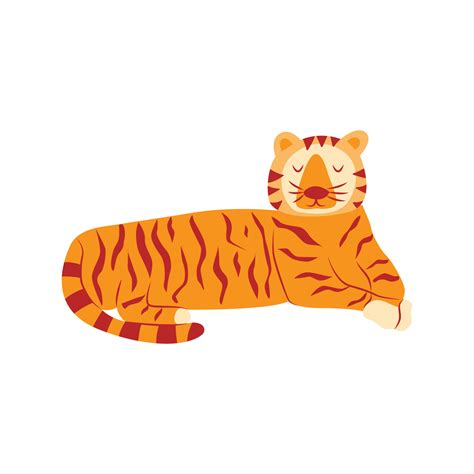 Tiger Is Lying Vector Hand Drawn Isolated Feline 23333463 Vector Art