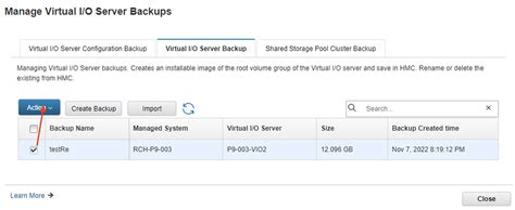 Capturing Importing Exporting And Restoring Vios Backups On The Hmc
