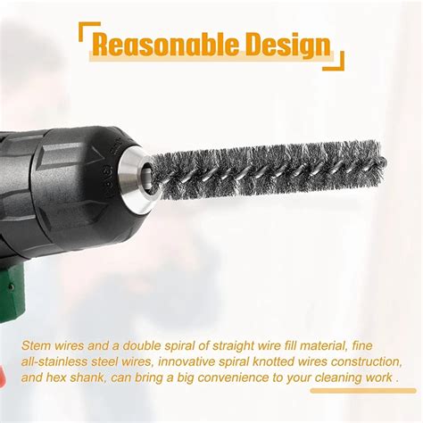 스테인레스 스틸 보어 브러시 와이어 파워 드릴 청소용 육각 생크 손잡이가 있는 티몬