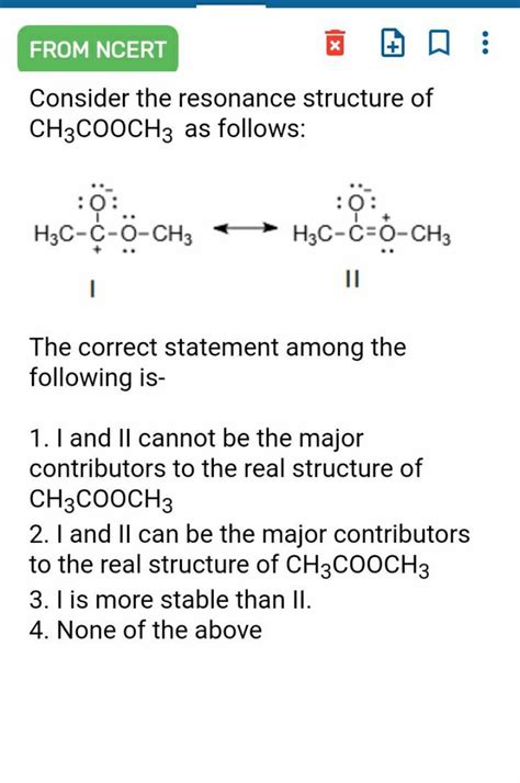 FROM NCERT Consider The Resonance Structure Of CH COOCH As Follows