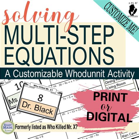 Solving Multi Step Equations Mystery Activity Scavenger Hunt Customizable Ready Made Resources