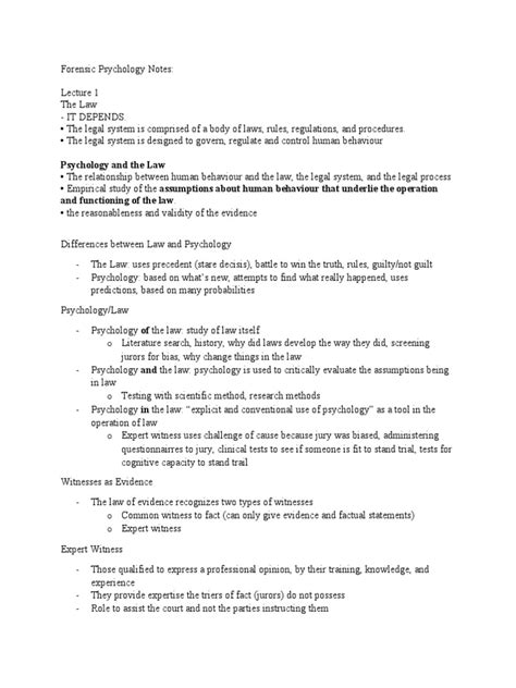 Forensic Psychology Notes Pdf Polygraph Witness