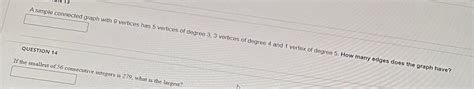 Solved A Simple Connected Graph With Vertices Has Chegg Com