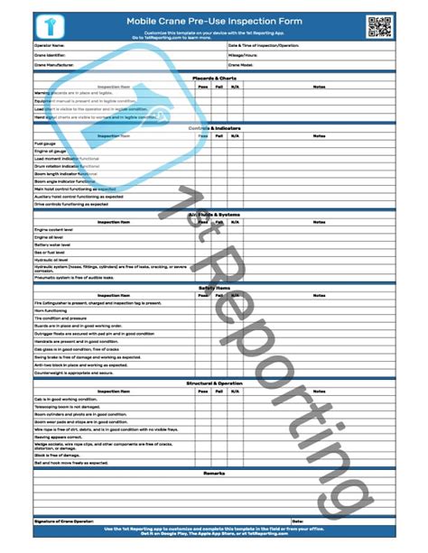 Sa Crane Operator Daily Inspection Checklist Crane Ma